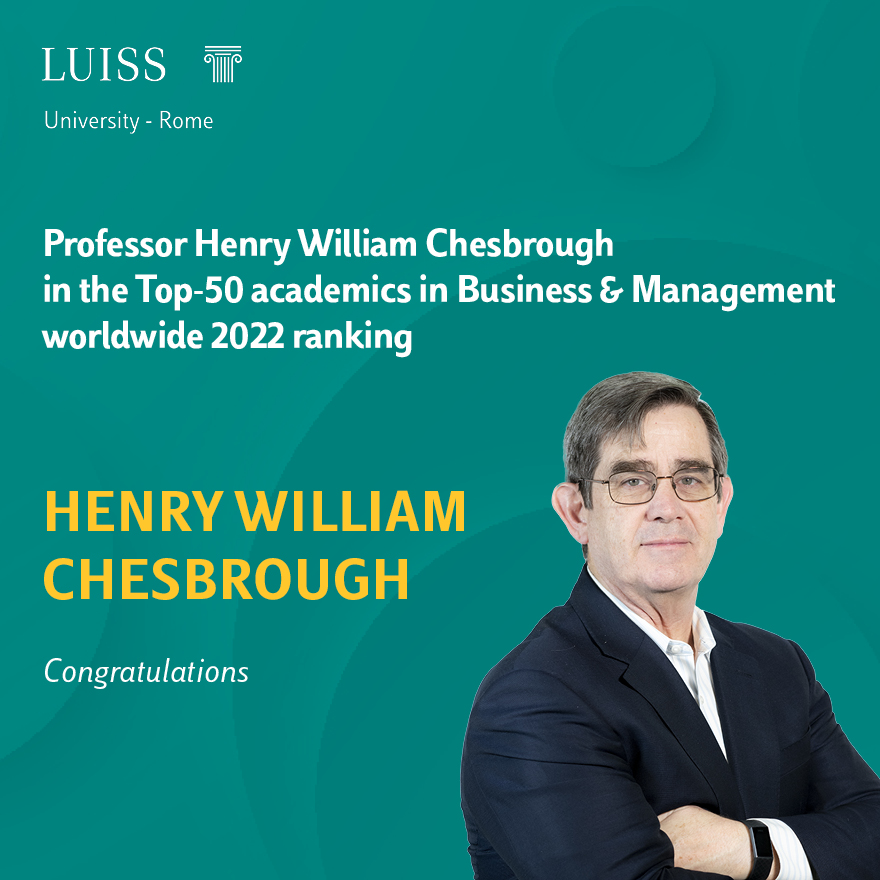 Luiss Professor Henry William Chesbrough ranked among the world's top ...